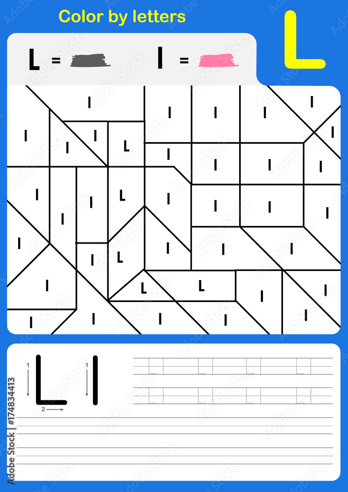 Color by letter alphabet worksheet : Color and Writing A-Z Stock Vector ...