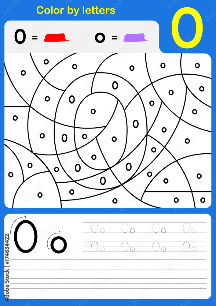 Color by letter alphabet worksheet : Color and Writing A-Z Stock Vector ...