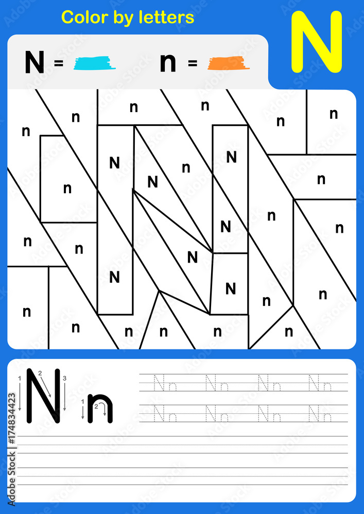 Color by letter alphabet worksheet : Color and Writing A-Z Stock Vector ...