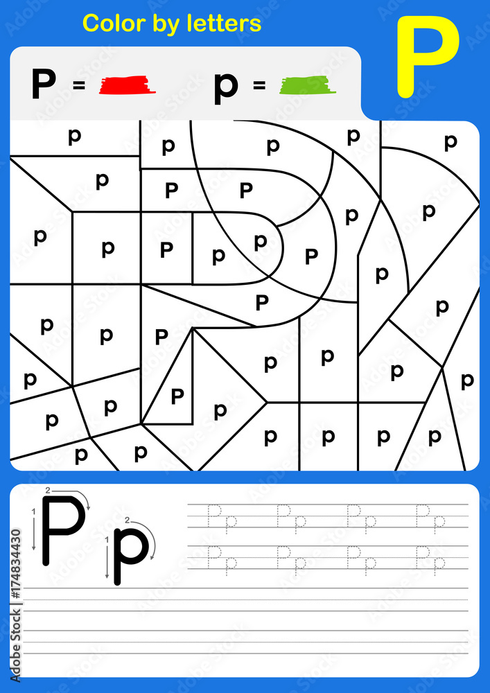 Color by letter alphabet worksheet : Color and Writing A-Z Stock Vector ...