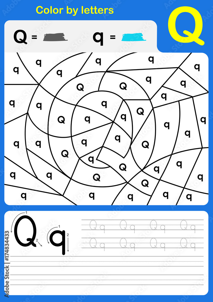 Color by letter alphabet worksheet : Color and Writing A-Z Stock Vector ...