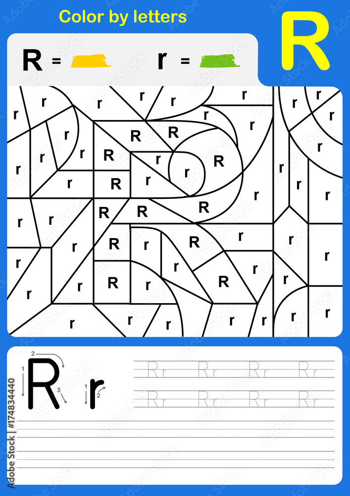 Color by letter alphabet worksheet : Color and Writing A-Z Stock Vector ...