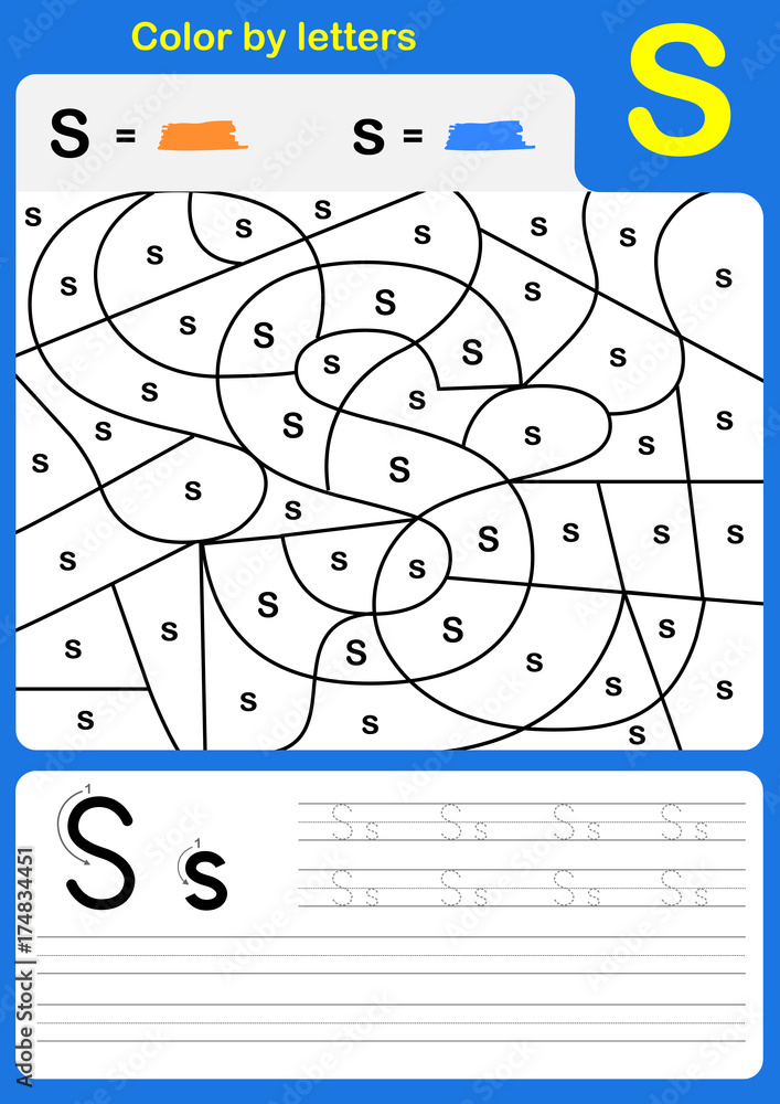 Color by letter alphabet worksheet : Color and Writing A-Z Stock Vector ...
