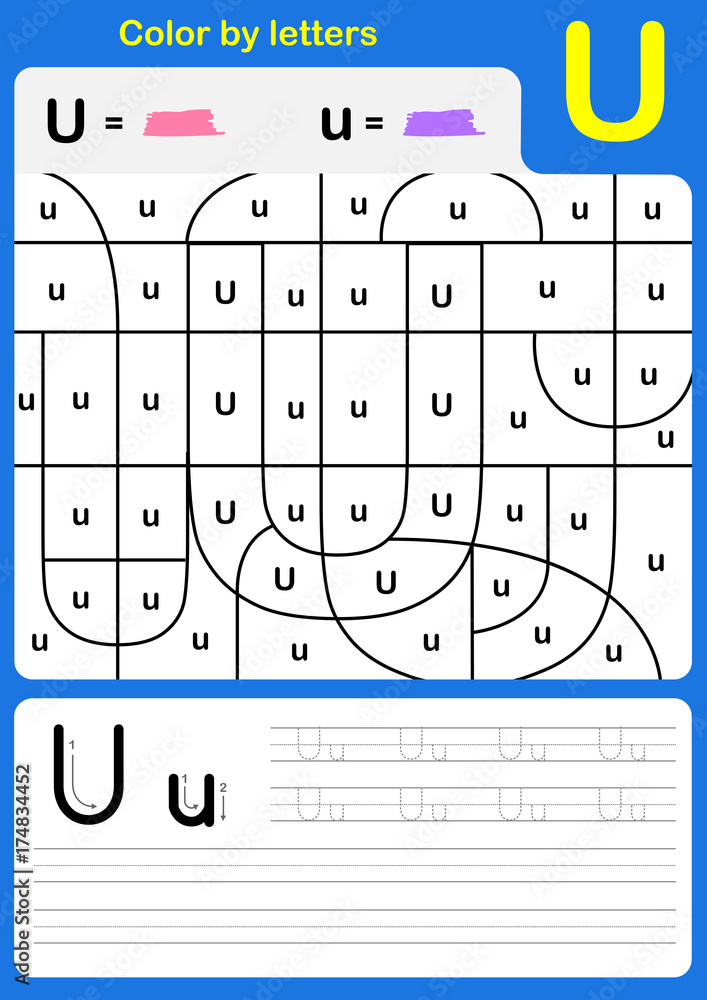 Color by letter alphabet worksheet : Color and Writing A-Z Stock Vector ...