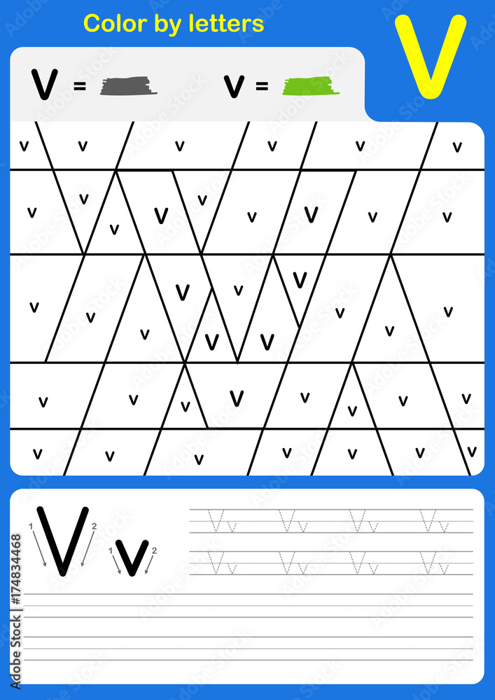 Color by letter alphabet worksheet : Color and Writing A-Z Stock Vector ...