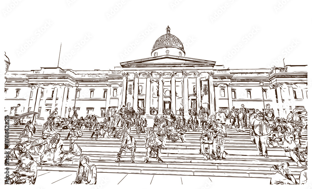 Sketch of The National Gallery is an art museum in Trafalgar Square in ...