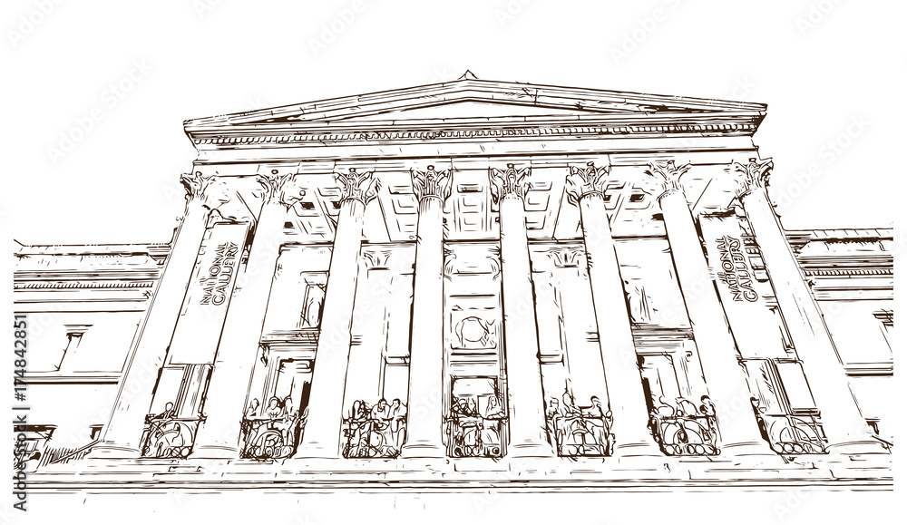 Sketch of The National Gallery is an art museum in Trafalgar Square in ...