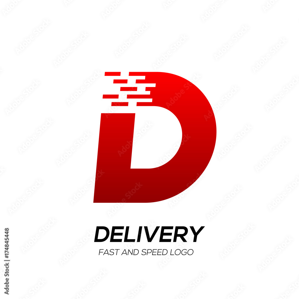 Letter D with Delivery service logo, Fast Speed, Moving and Quick ...