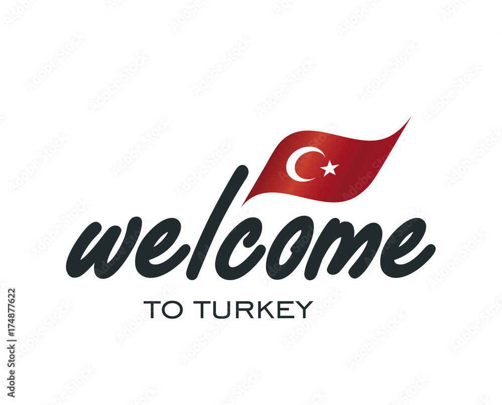 Welcome to Turkey flag sign logo icon Stock Vector | Adobe Stock