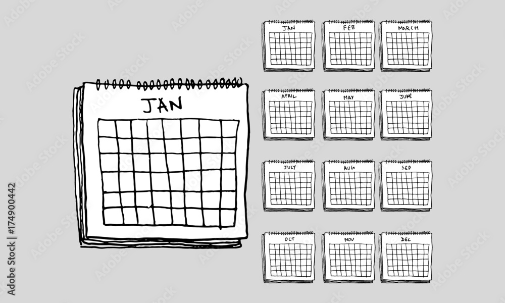 Hand Drawn Calendar Vector Illustration Stock Vector | Adobe Stock