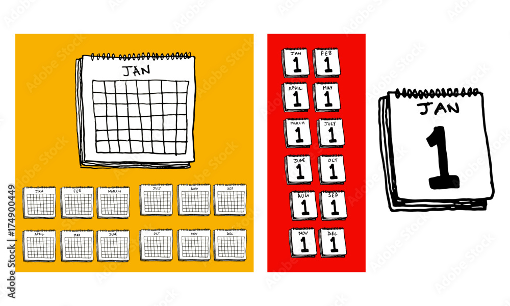 Hand Drawn Calendar Vector Illustration Stock Vector | Adobe Stock