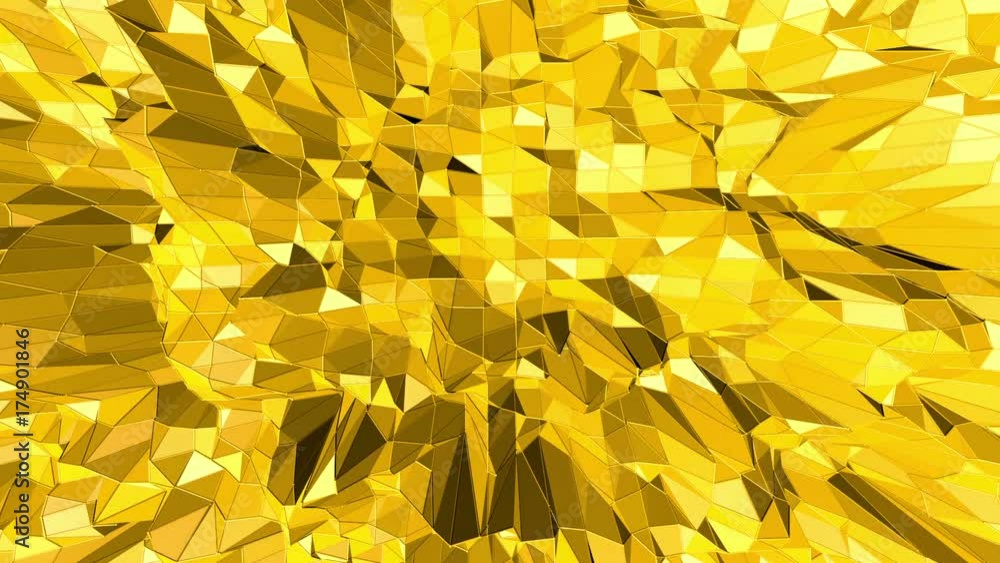 Yellow low poly background oscillating. Abstract low poly surface as ...