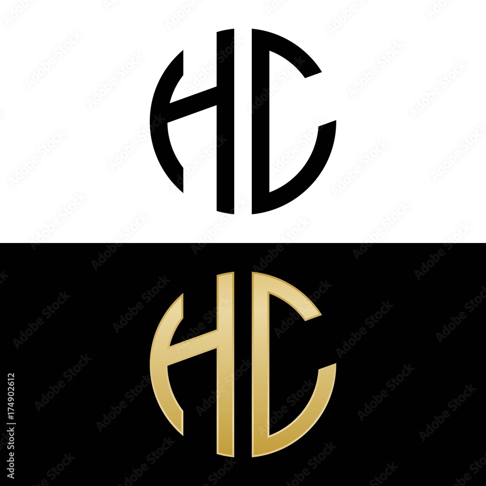 hc initial logo circle shape vector black and gold Stock Vector | Adobe ...