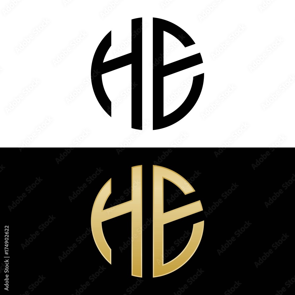 he initial logo circle shape vector black and gold Stock Vector | Adobe ...