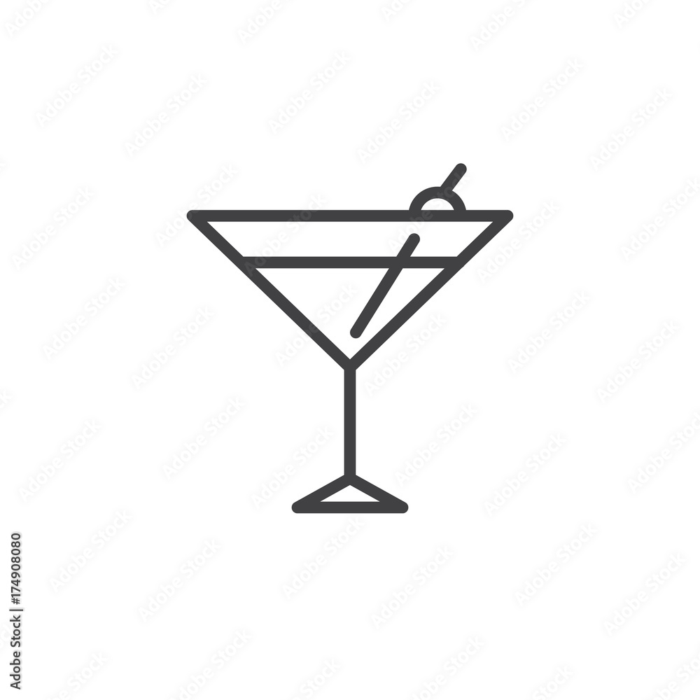 Cocktail glass line icon, outline vector sign, linear style pictogram ...