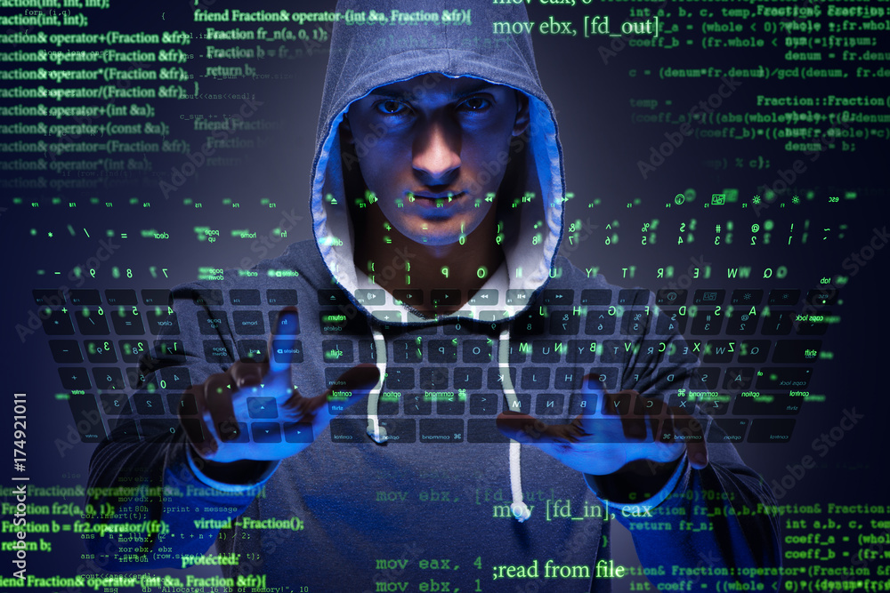 Young hacker in cyber security concept Stock Photo | Adobe Stock