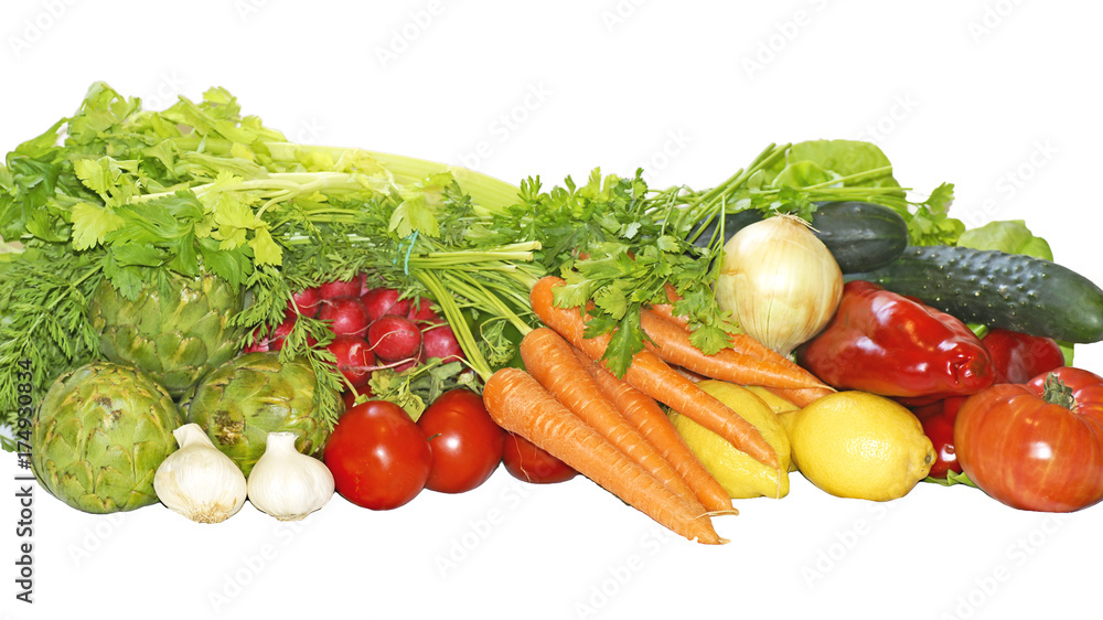 Verduras y hortalizas sobre fondo blanco Stock Photo | Adobe Stock