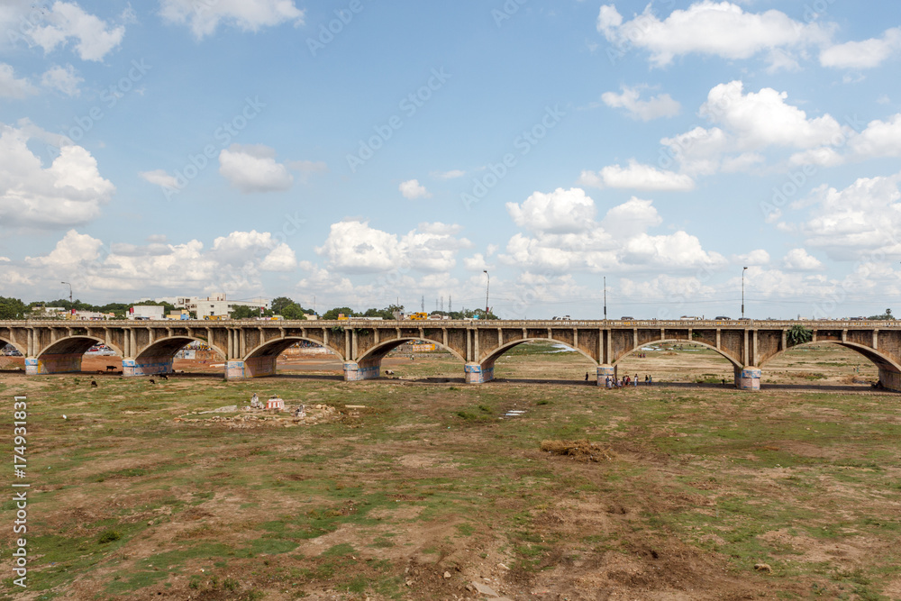 Historic Albert Victor bridge in Madurai. One of the oldest bridges in Tamil Nadu .The age of ...