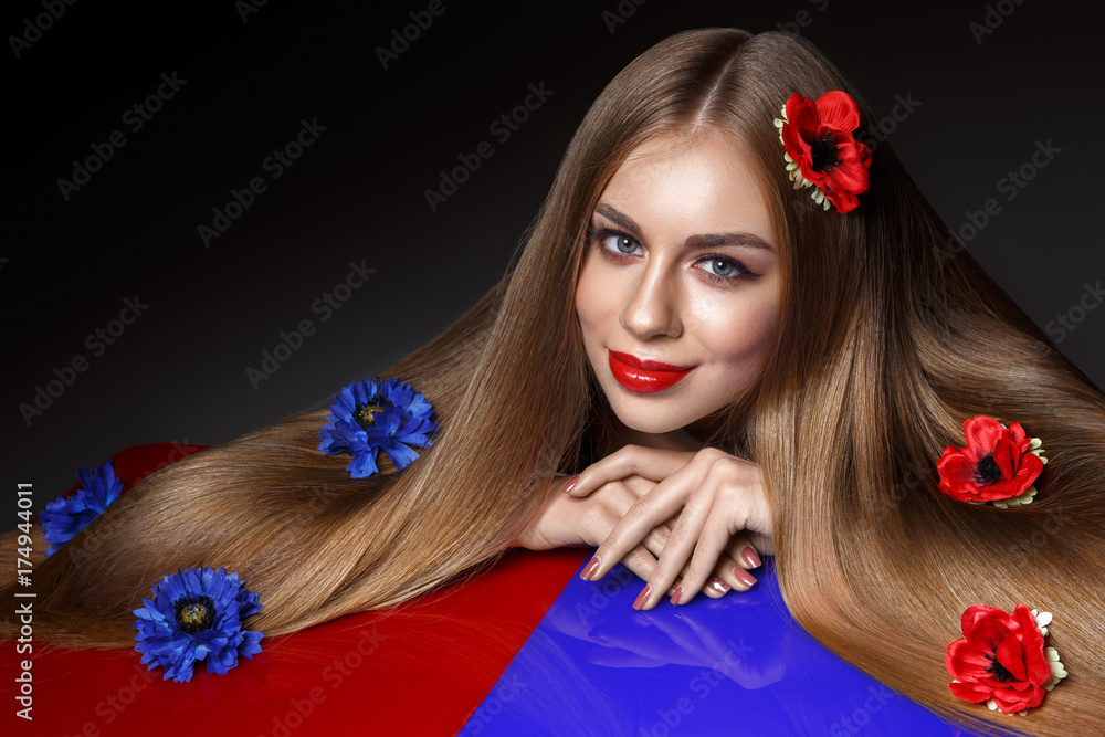 girl with beautiful long hair Stock Photo | Adobe Stock