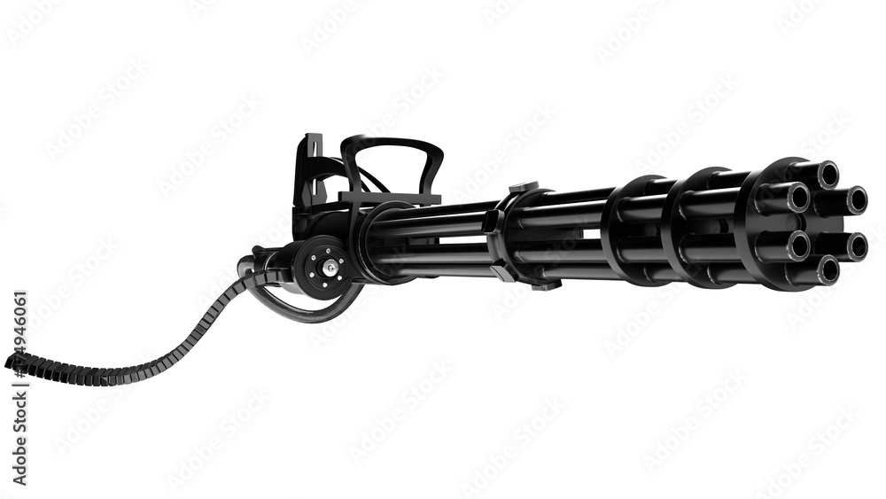 Minigun on a white background Stock Illustration | Adobe Stock
