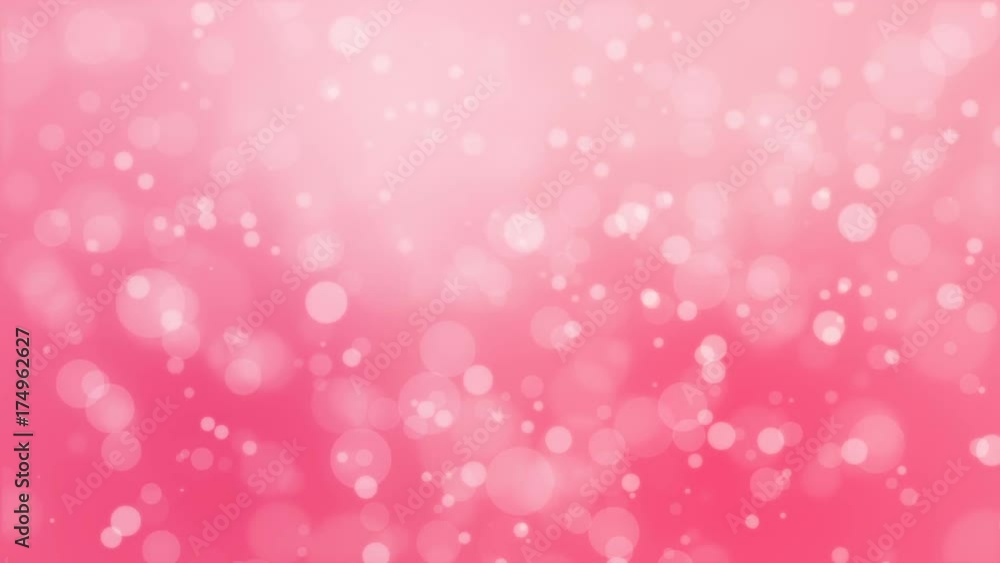 Romantic pink glowing bokeh background with floating light particles ...