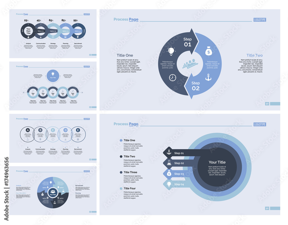 Six Teamwork Slide Template Set Stock Vector | Adobe Stock