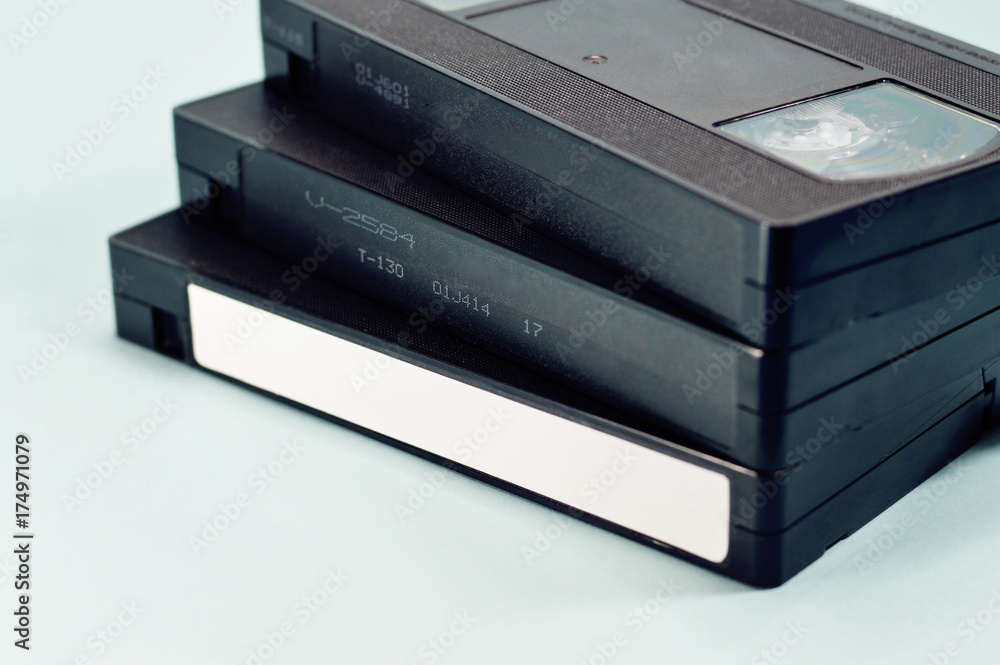 stack of vhs tapes close up Stock Photo | Adobe Stock