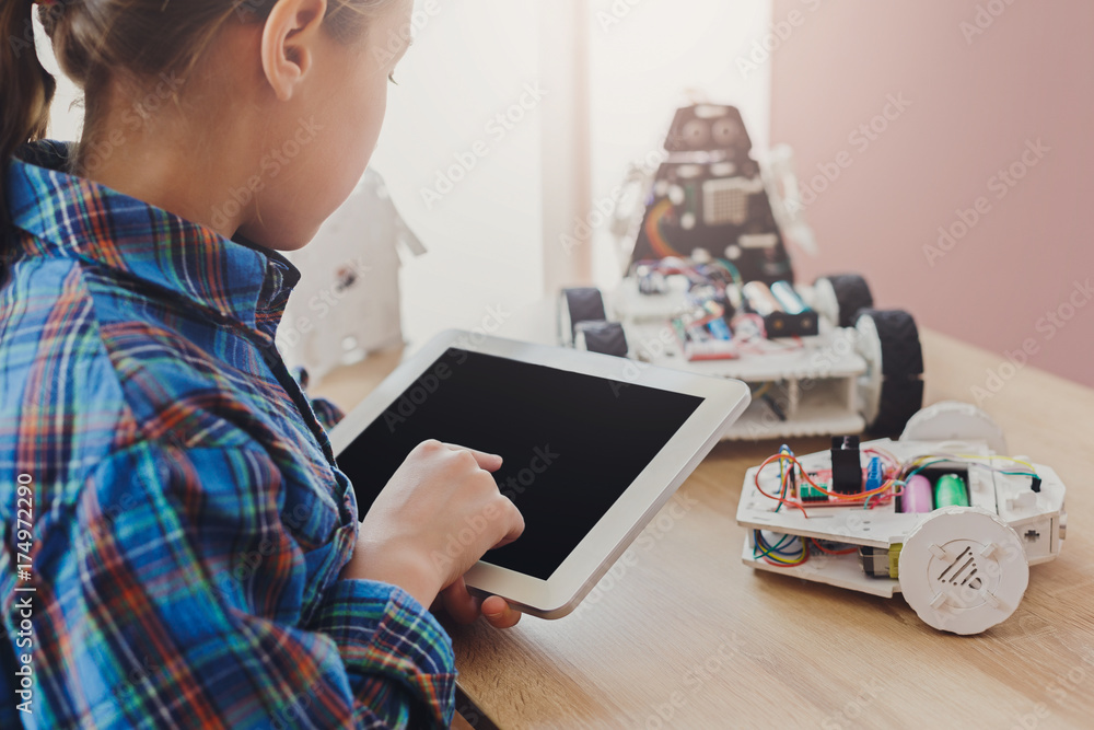 Stem education. Creating robotics project, mockup Stock Photo | Adobe Stock