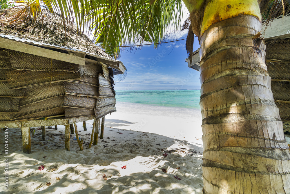 samoan fale bungalow at the beach in samoa savaii lano beach Stock ...