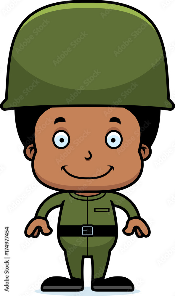 Cartoon Smiling Soldier Boy Stock Vector | Adobe Stock