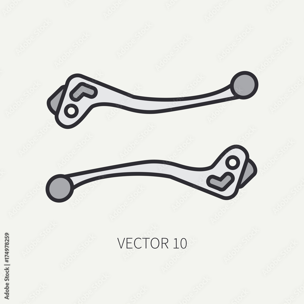 Line flat color vector motorcycle icon bike lever, handle. Legendary ...