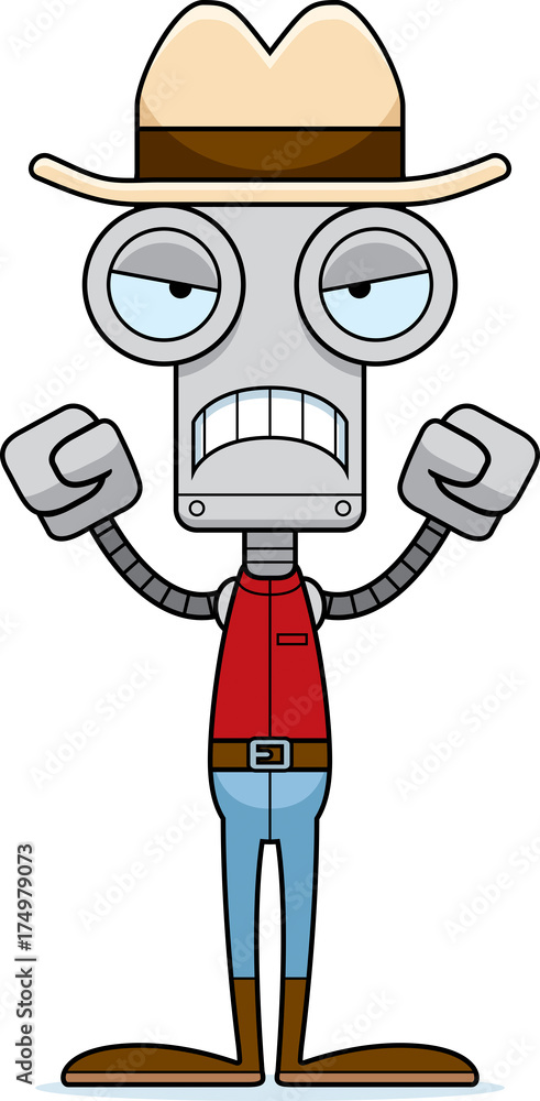 Cartoon Angry Cowboy Robot Stock Vector | Adobe Stock