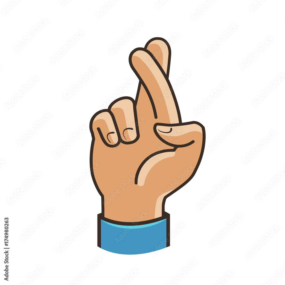 Fingers crossed symbol. Gesture good luck, fortune, lie, deception ...