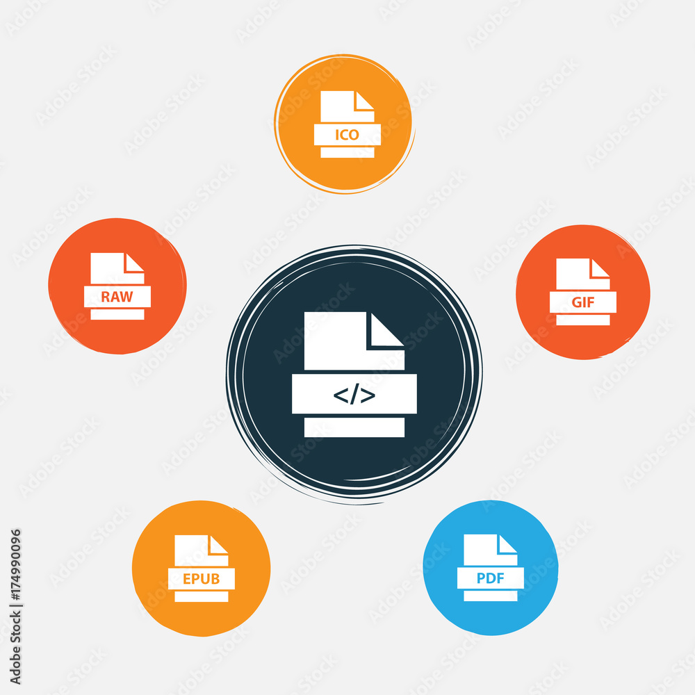 Types Icons Set Collection Of Script Paper Gif And Other Elements 