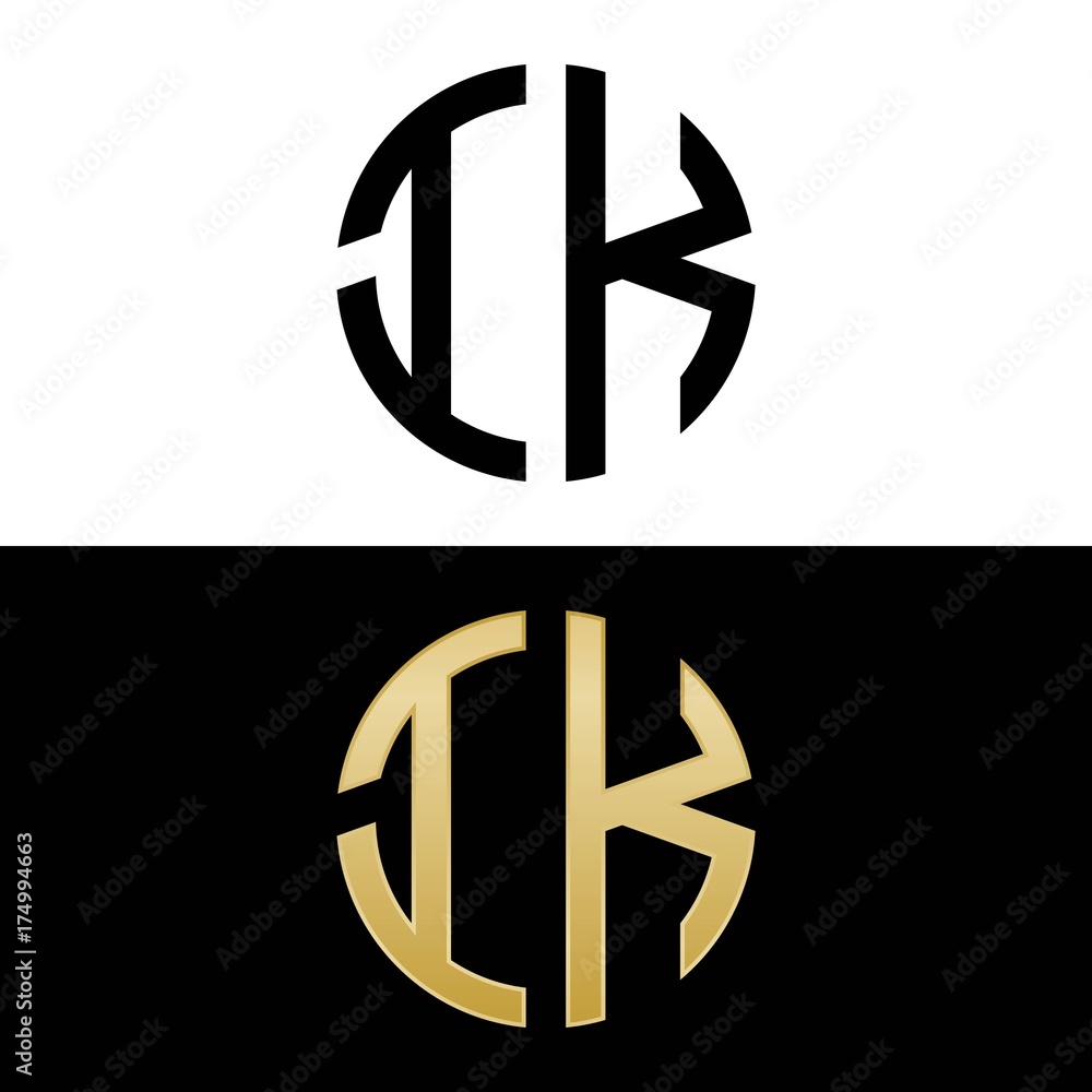 ik initial logo circle shape vector black and gold Stock-Vektorgrafik ...