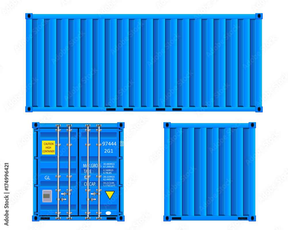 Cargo container, all sides, vector, isolated on white, vector Stock ... Cargo container, all sides, vector, isolated on white, vector Stock ...