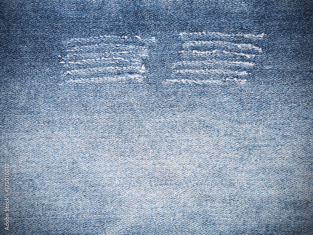 ripped torn pattern of blue denim jeans texture and background Stock ...