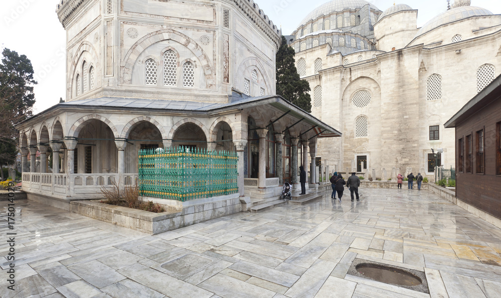 The memorial tomb of the legendary Ottoman sultan Suleiman the ...