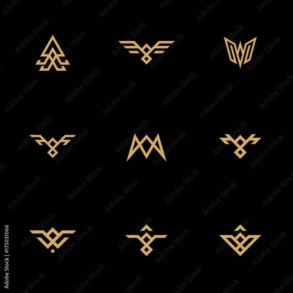 Vector Abstract geometric eagle, hawk, bird shapes for label, logo ...