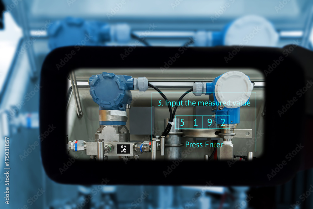 Industrial 4.0 , smart helmet technology concept. Augmented reality glasses service. Engineering ...