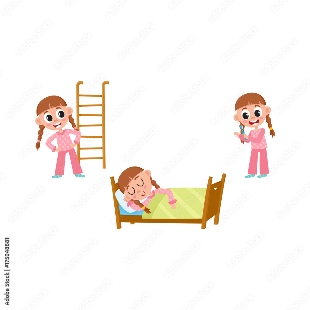 Girl Make Bed Clipart
