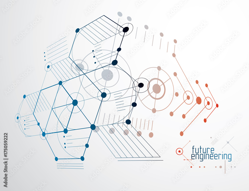 Engineering technological vector wallpaper made with hexagons, circles ...