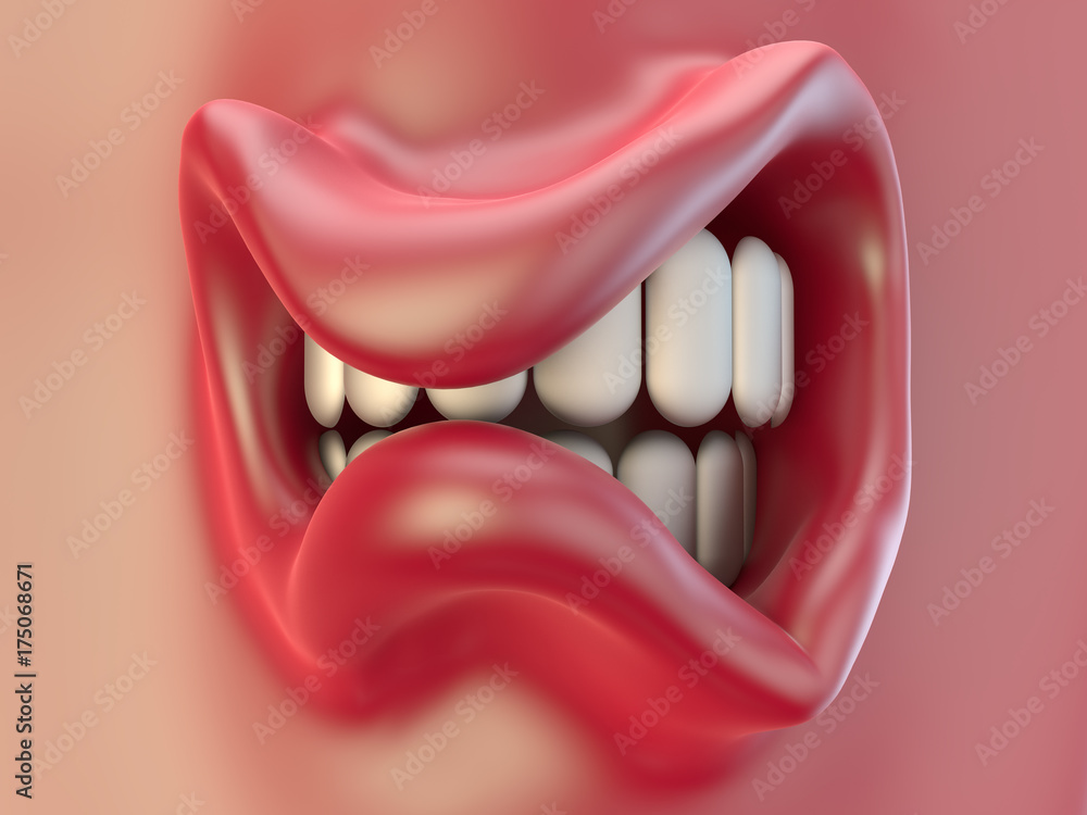 Mund, Lippen und Zähne Stock-Illustration | Adobe Stock