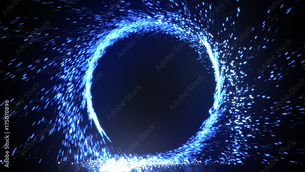 Abstract fire ring of blue flame fireworks burning. Sparking fire ...
