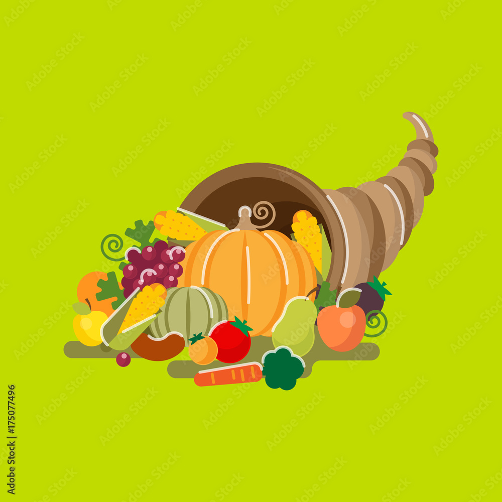 Cornucopia horn of plenty a symbol of abundance and nourishment. Large ...
