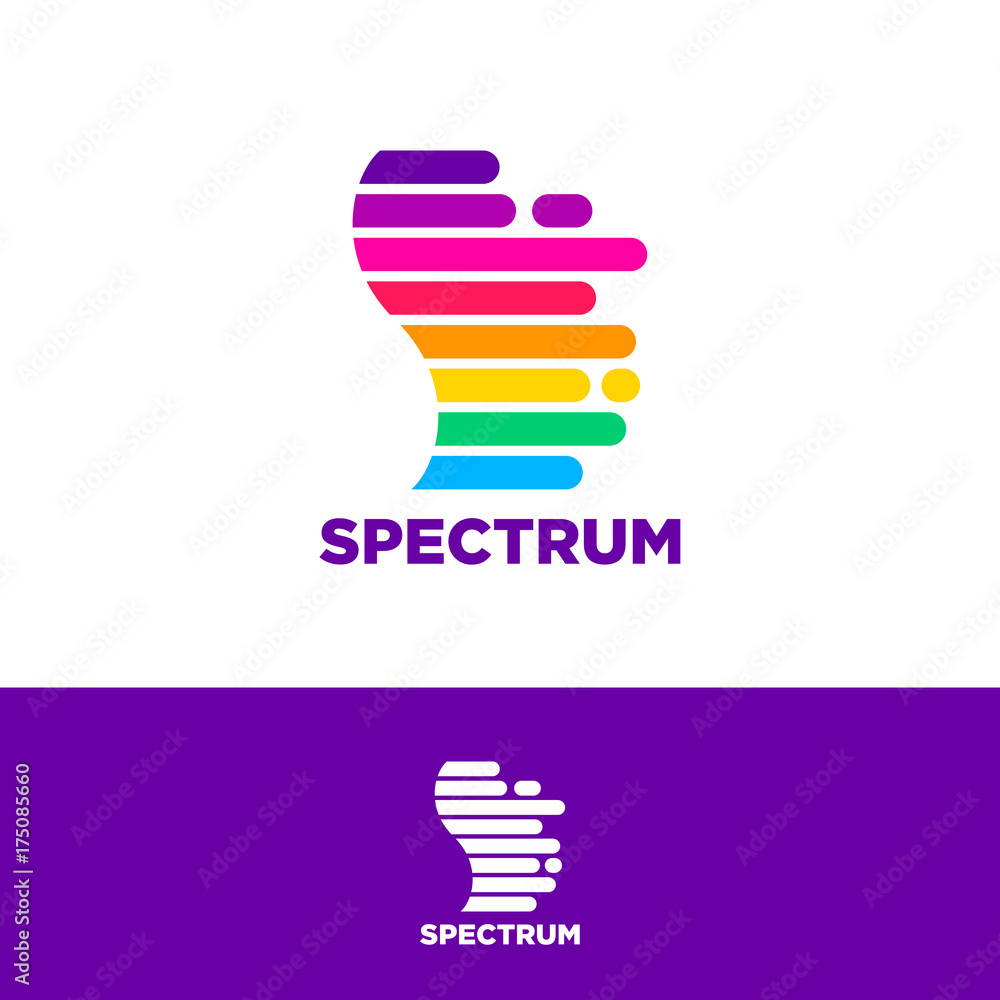 Spectrum logo. Color letter S logo. Spectrum emblems. Icon on a dark ...