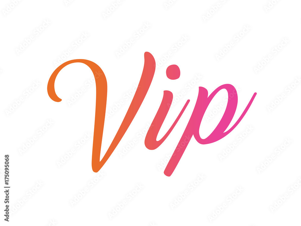 Colorful gradient isolated hand writing word VIP Stock Vector | Adobe Stock
