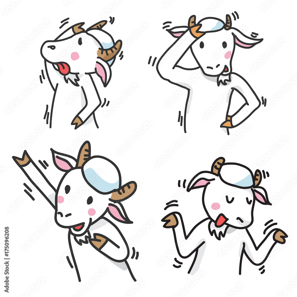 Set of Goat Cartoon Characters, group 2 - Vector Illustration Stock ...