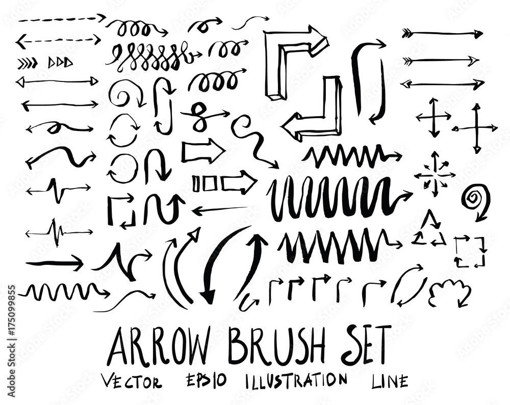 Hand drawn arrow isolated. Vector sketch black and white background ...