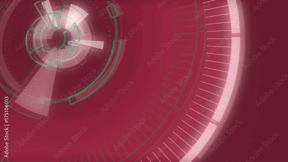 Pink abstract round animation, hi-tech background with circles ...